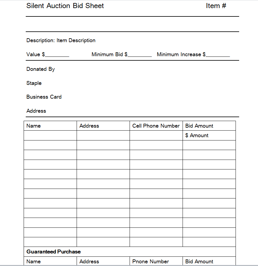28+ FREE Silent Auction Bid Sheet Templates (Editable)