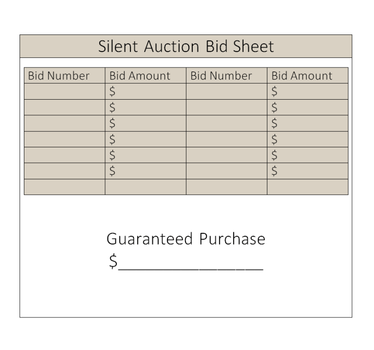 28+ FREE Silent Auction Bid Sheet Templates (Editable)