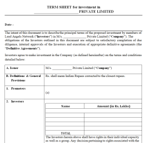 Download Top 25 Term Sheet Templates in MS WORD