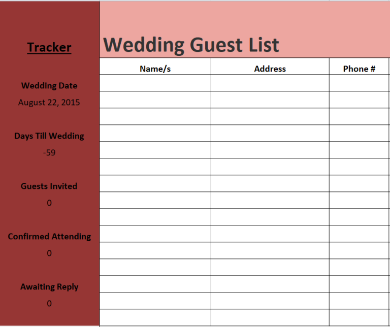 10+ Easy-to-Use Wedding Guest List Templates [Word, Excel, PDF]