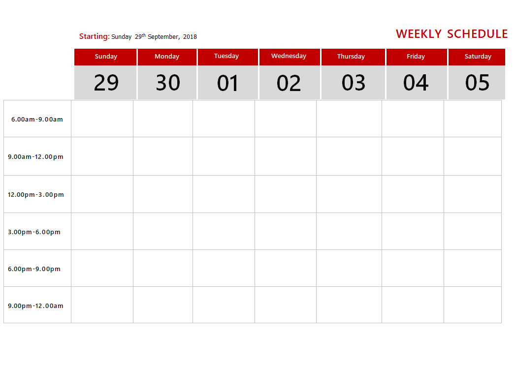 17+ Printable Weekly Schedule Templates [in WORD & EXCEL]