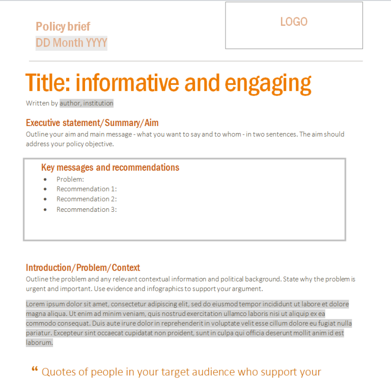 12+ Sample Policy Brief Templates in MS WORD
