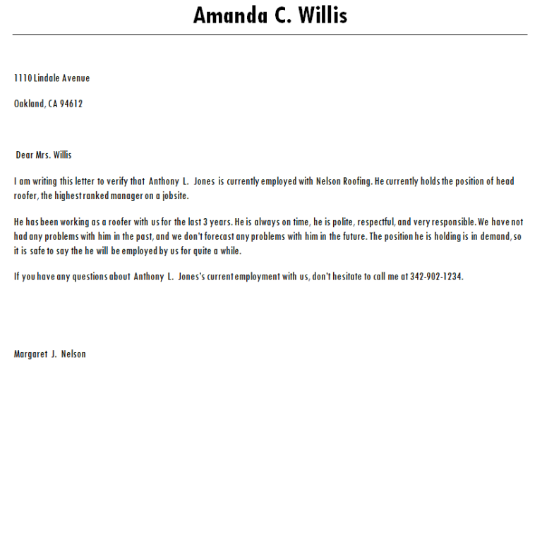 11 BEST Proof of Employment Letter Templates in MS WORD